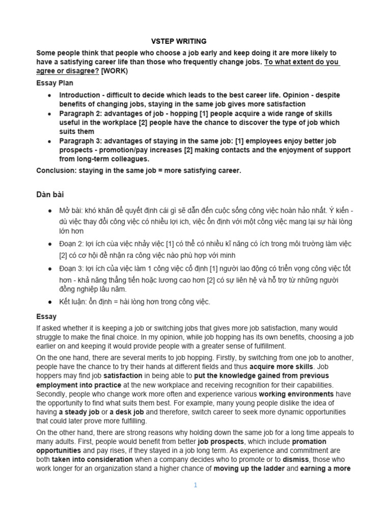 Vstep Writing Đa1 | PDF