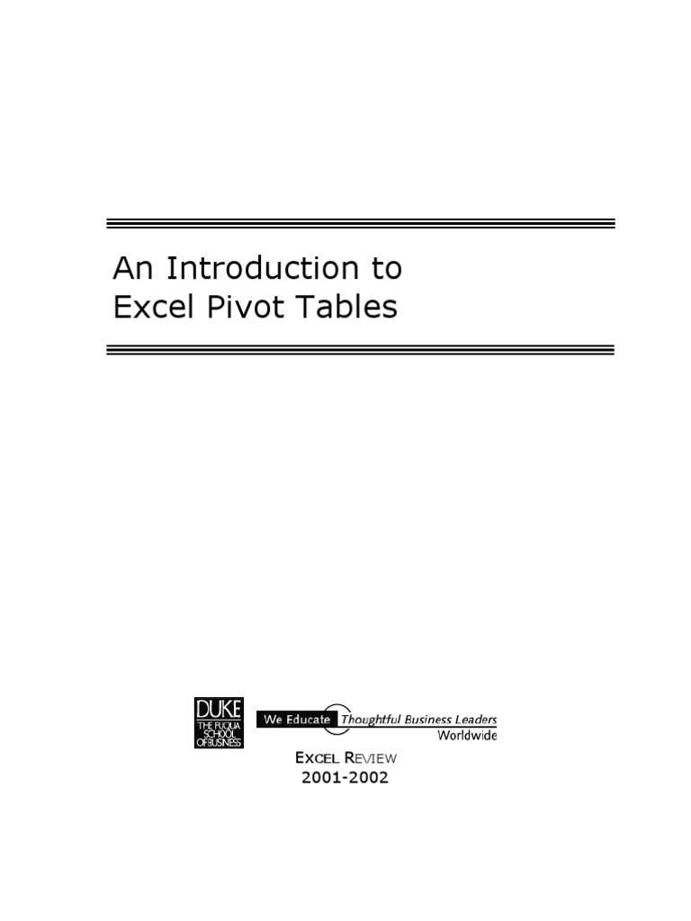 Pivot Table Introduction | PDF | Microsoft Excel | Information Technology