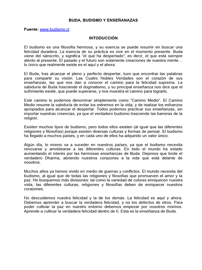 Buda | PDF | Cuatro nobles verdades | Sufrimiento