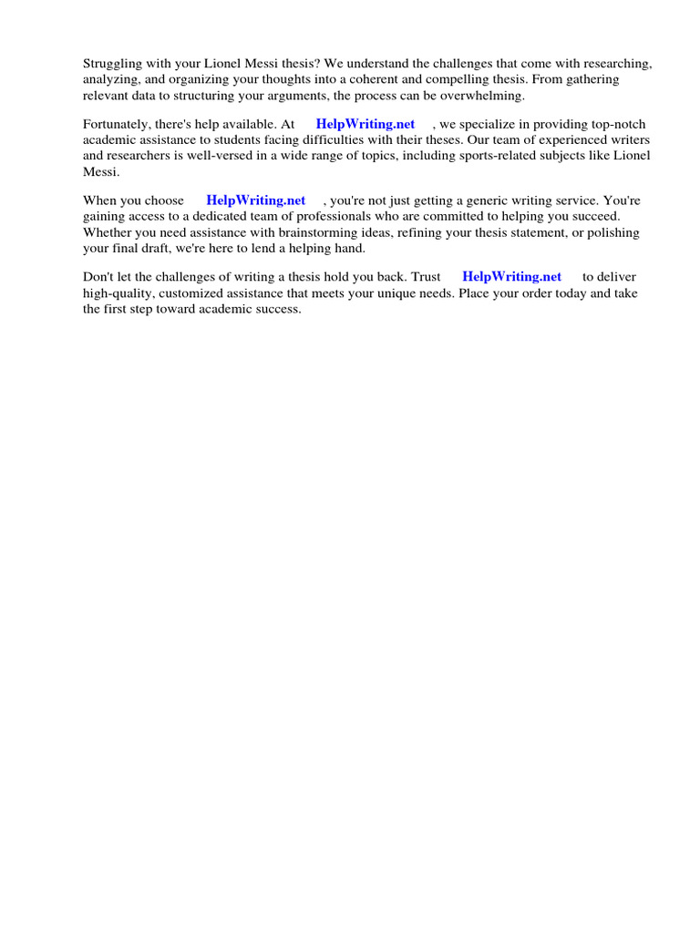 Lionel Messi Thesis | Download Free PDF | Lionel Messi | Fc Barcelona