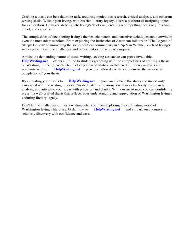 Washington Irving Thesis Topics | PDF | Washington Irving | The Sketch ...