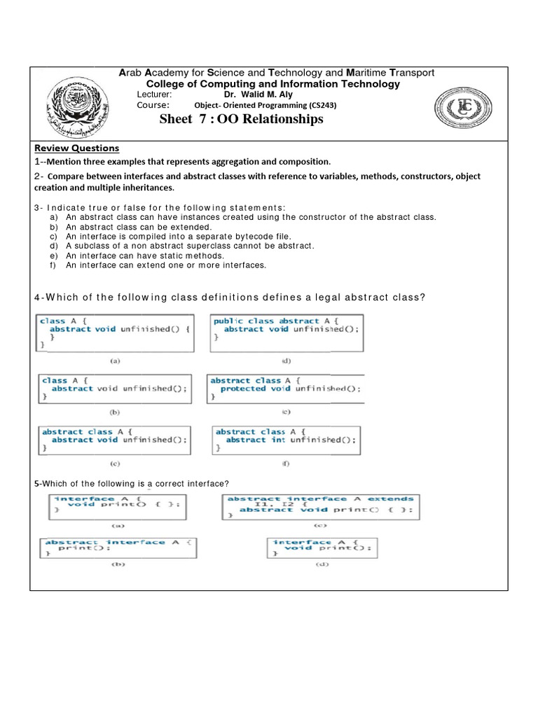 Sheet7 Cs | PDF | Method (Computer Programming) | Class (Computer Programming)