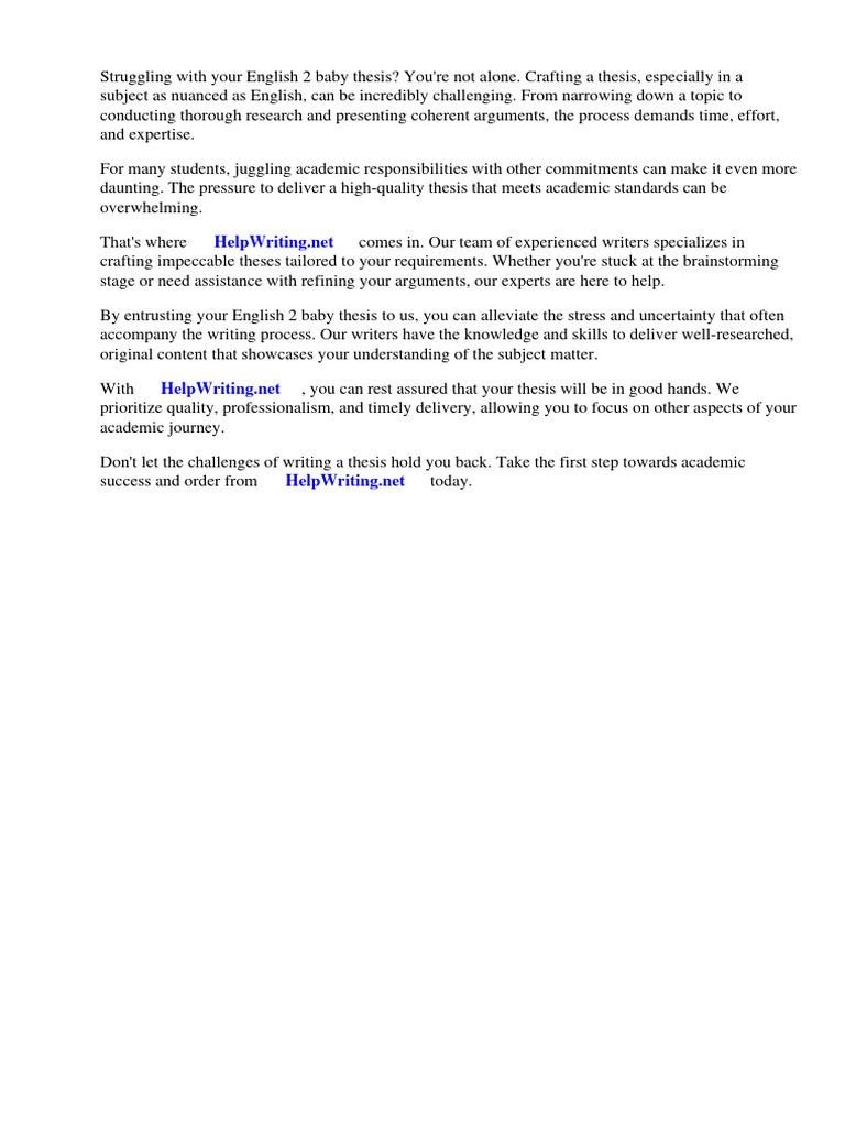 Baby Thesis in English 2 | PDF