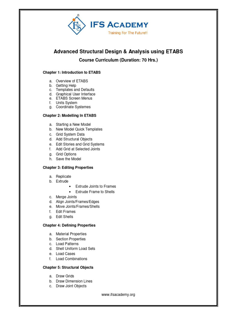 Advanced Structural Design Analysis Using ETABS 70 Hrs | PDF