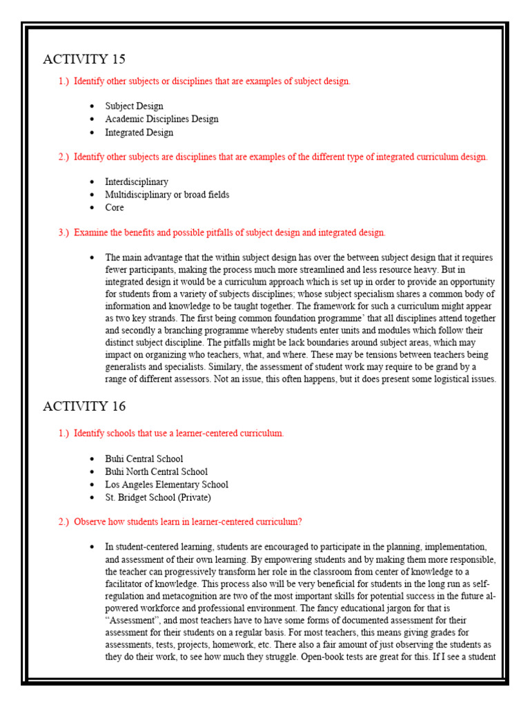 Curriculum Design | PDF | Learning | Curriculum