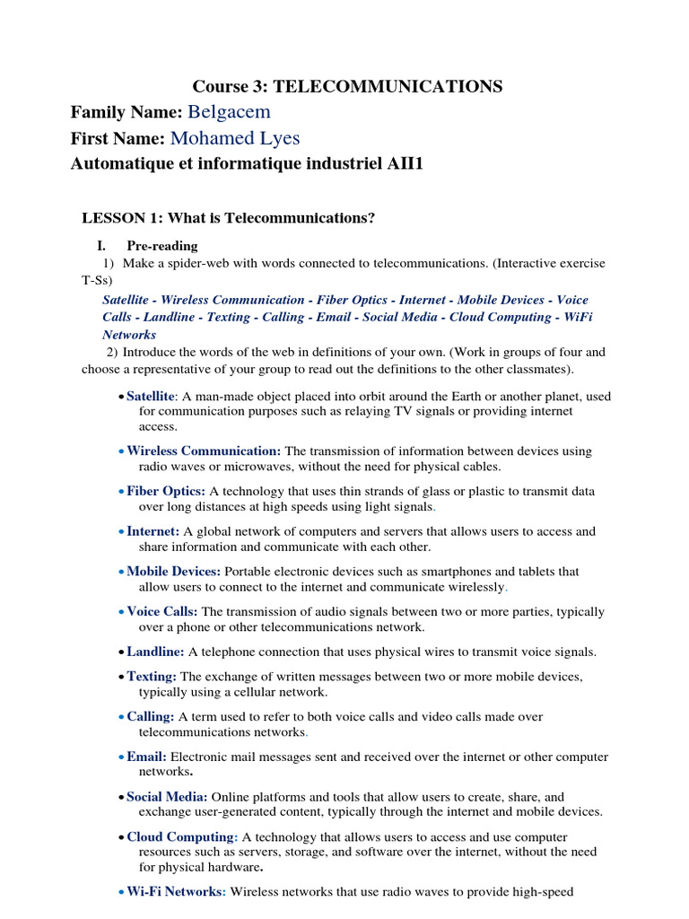 Course3 Telecommunication | PDF | Telecommunications | Computer Network