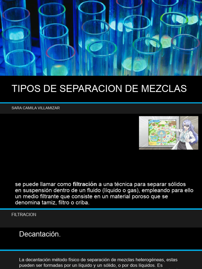 Tipos de Separacion de Mesclas Sara Camila Villamizar | PDF | Ciencia y ...