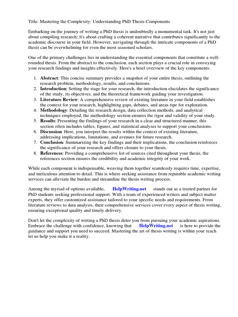 PHD Thesis Components | PDF