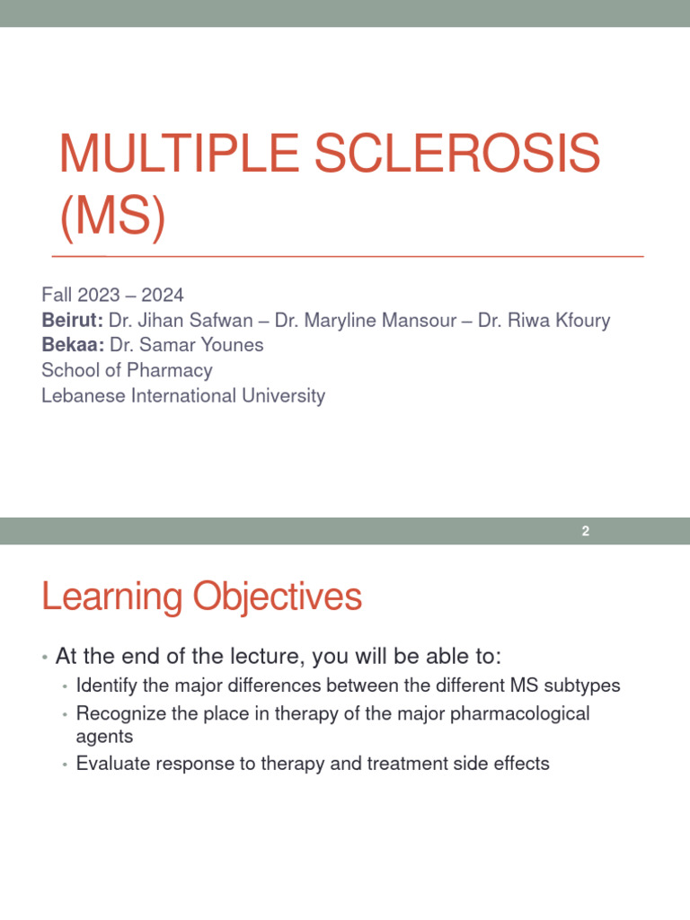 Multiple Sclerosis 2023-2024 | PDF | Multiple Sclerosis | Diseases And Disorders