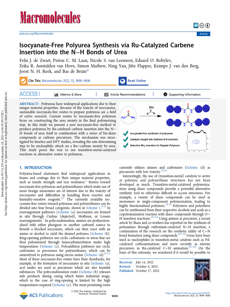Isocyanate Free Polyurea Synthesis | PDF