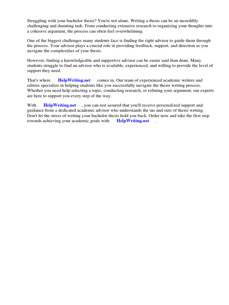 Bachelor Thesis Advisor | PDF | Expert | Thesis