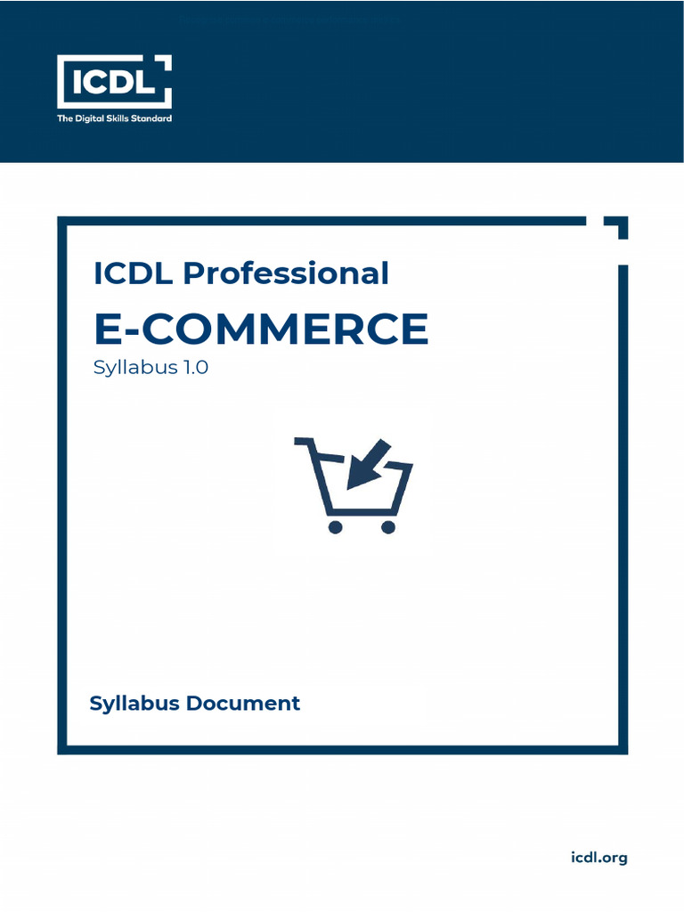 ICDL E Commerce Syllabus 1.0 | PDF | E Commerce | Online Shopping