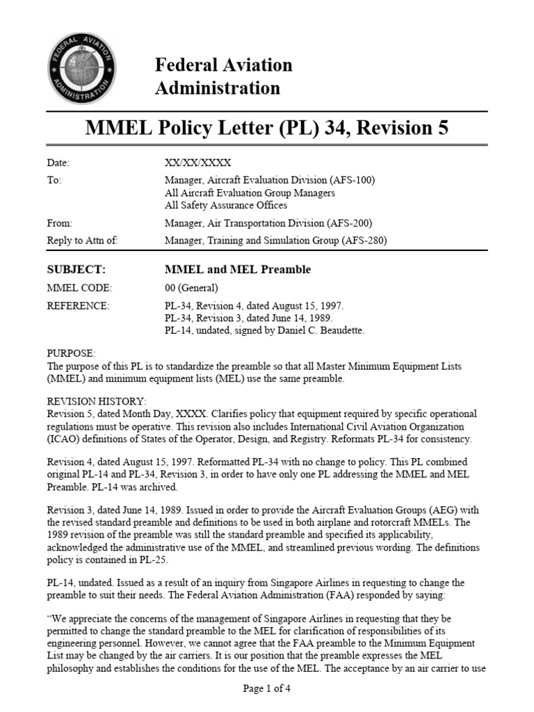 MMEL PL-34 Rev 5 Draft | PDF | Federal Aviation Administration | Aviation