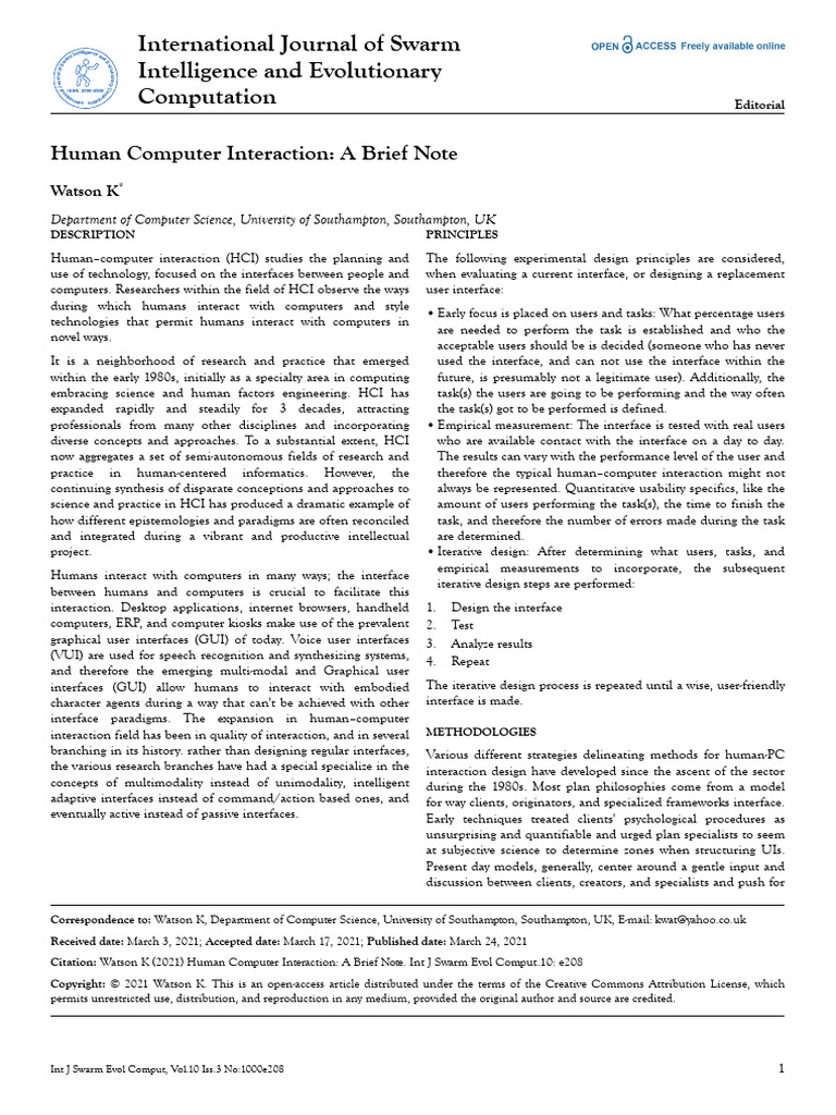 Human Computer Interaction | PDF | Human–Computer Interaction | Usability