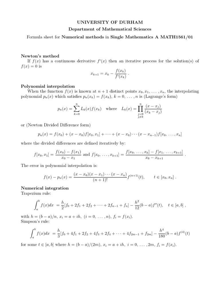 formula | PDF | Interpolation | Algebra