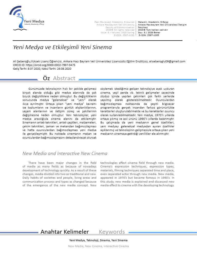 Yeni Medya Ve Etkile - Imli Yeni Sinema (#766407) - 1193176 | PDF