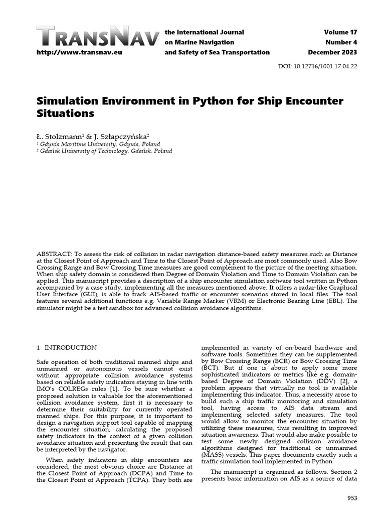 Simulation Environment in Python For Ship Encounter Situations | PDF
