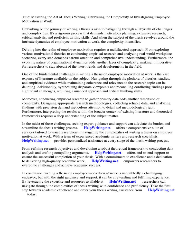 Thesis Guide: Employee Motivation | PDF | Motivational | Motivation