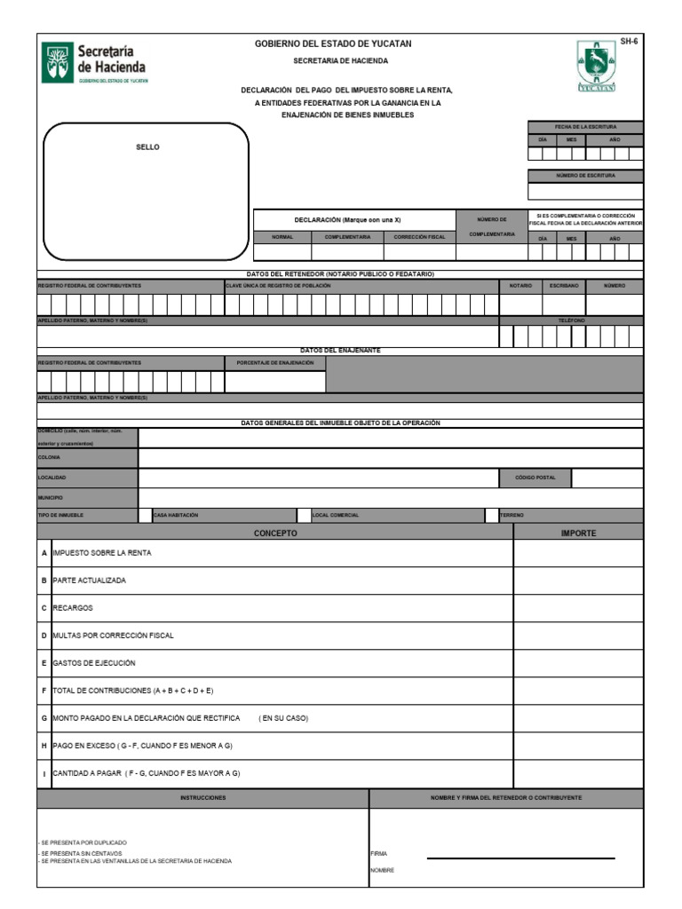 Formato de Impuesto ISAI Yucatan | PDF | Impuestos | Finanzas del gobierno