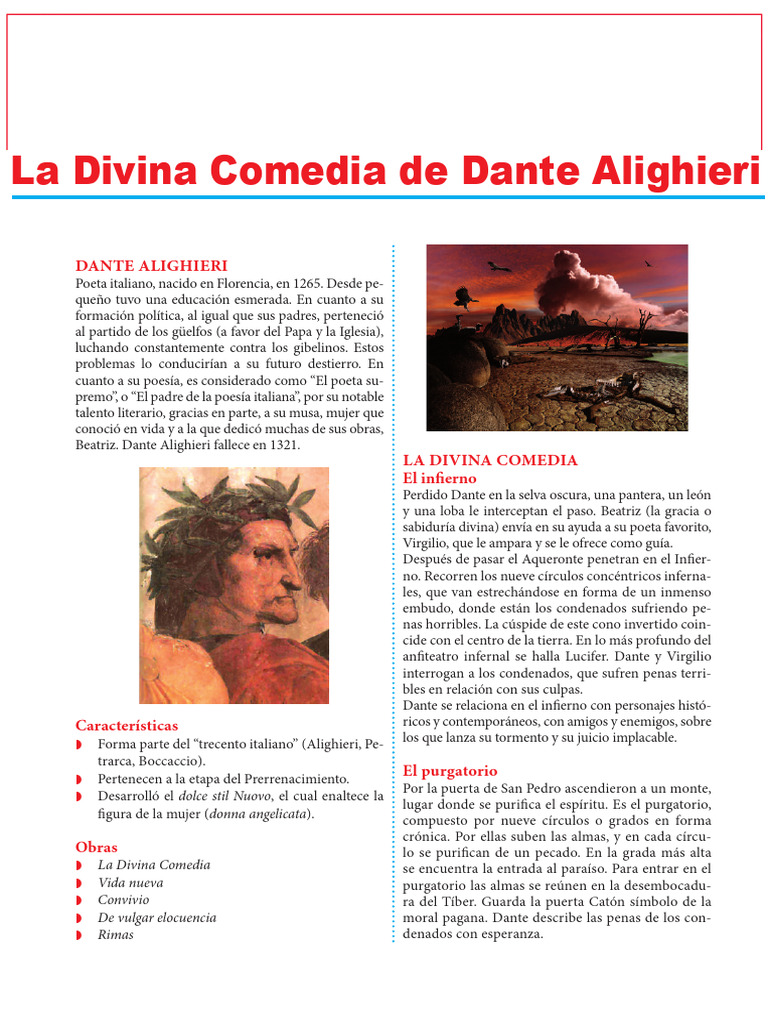 La Divina Comedia de Dante Alighieri Ejercicio | PDF