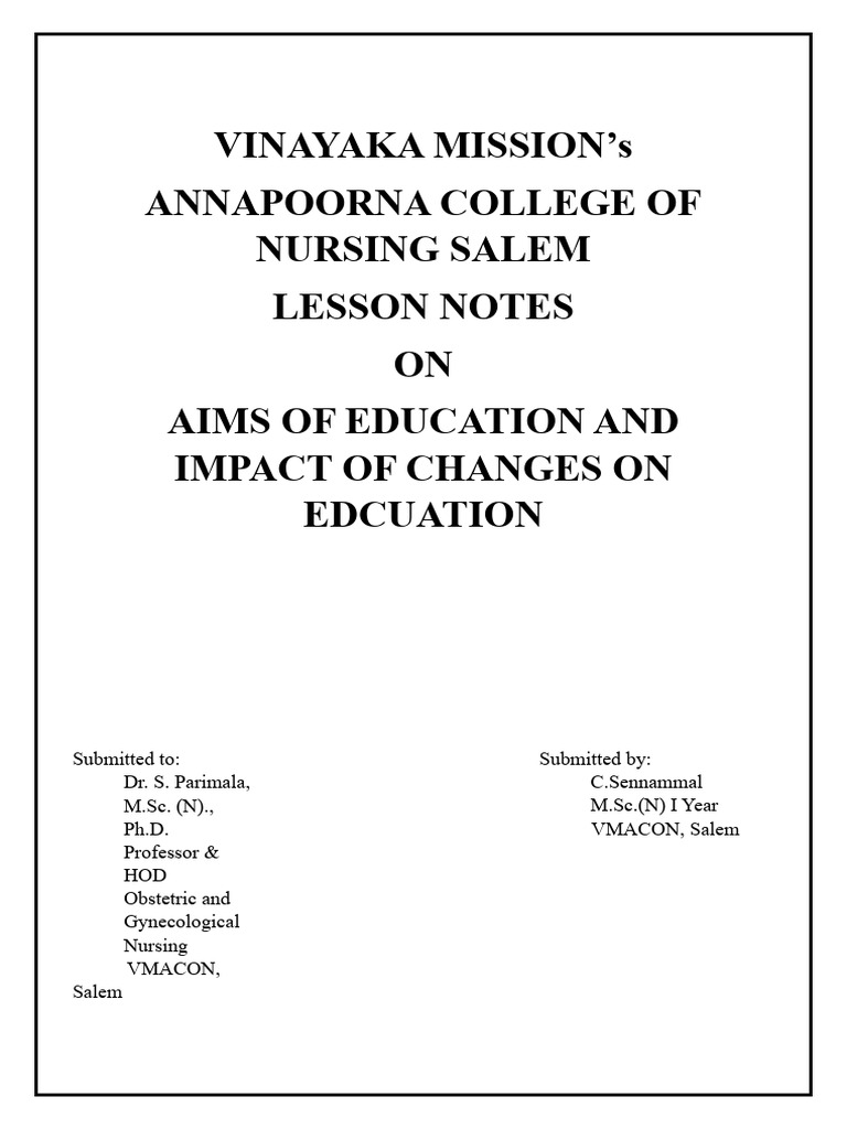 Educ Lesson Notes Aims and Impact | PDF