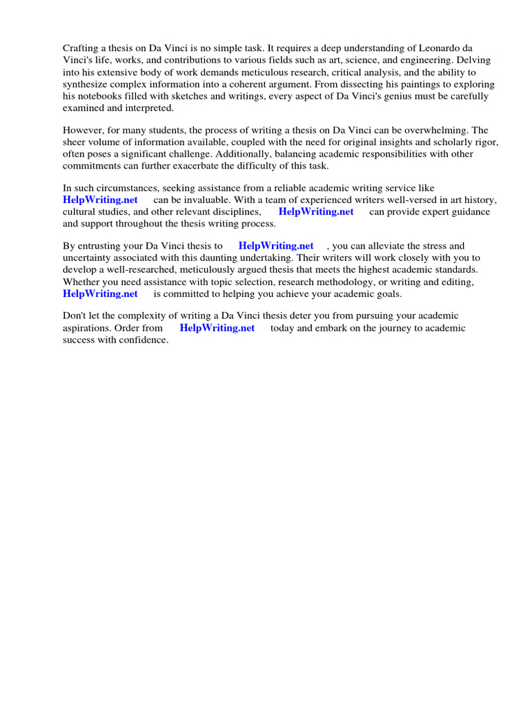 Da Vinci Thesis | PDF