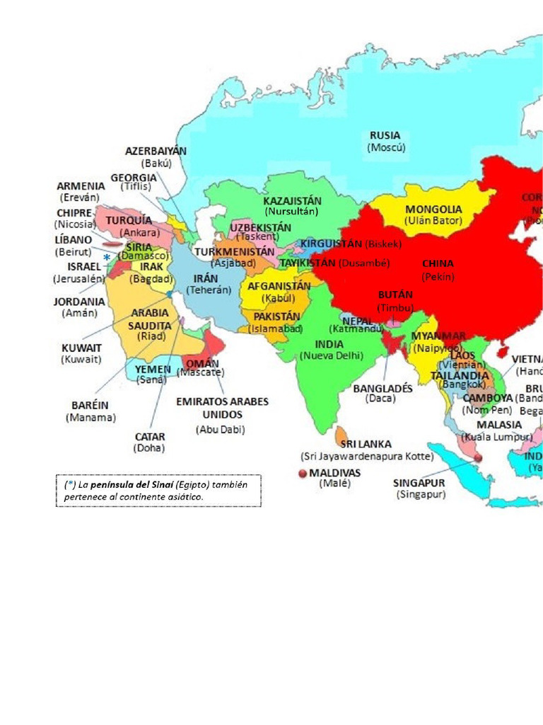 Listado Con Los Países y Capitales de Asia | PDF | Asia