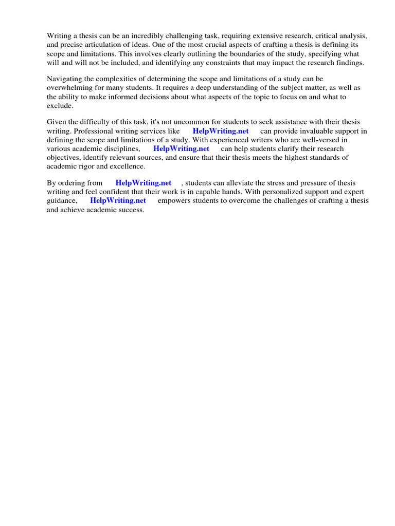 Thesis Scope and Limitation of The Study | PDF | Thesis | Sampling ...