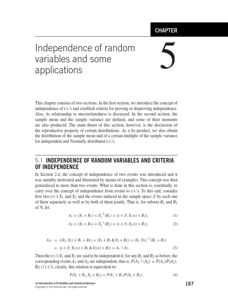 Independance of Variable | PDF | Probability Density Function | Variance