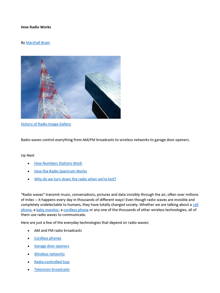 How Radio Works - Howstuffworks - Com - JJ | PDF | Radio | Transmitter