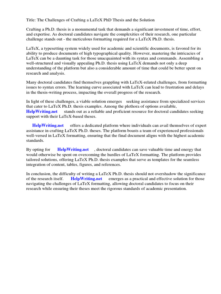 Latex PHD Thesis Example | PDF | Thesis | Doctor Of Philosophy