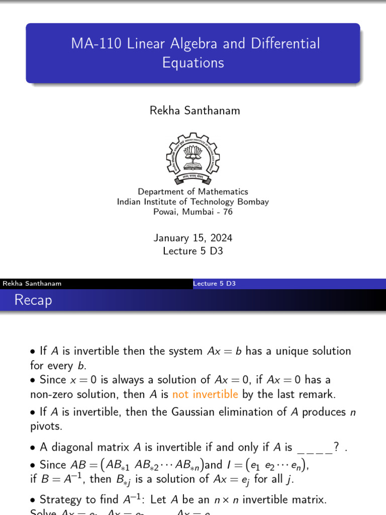 Lecture5D3moodle | PDF | Matrix (Mathematics) | Functional Analysis