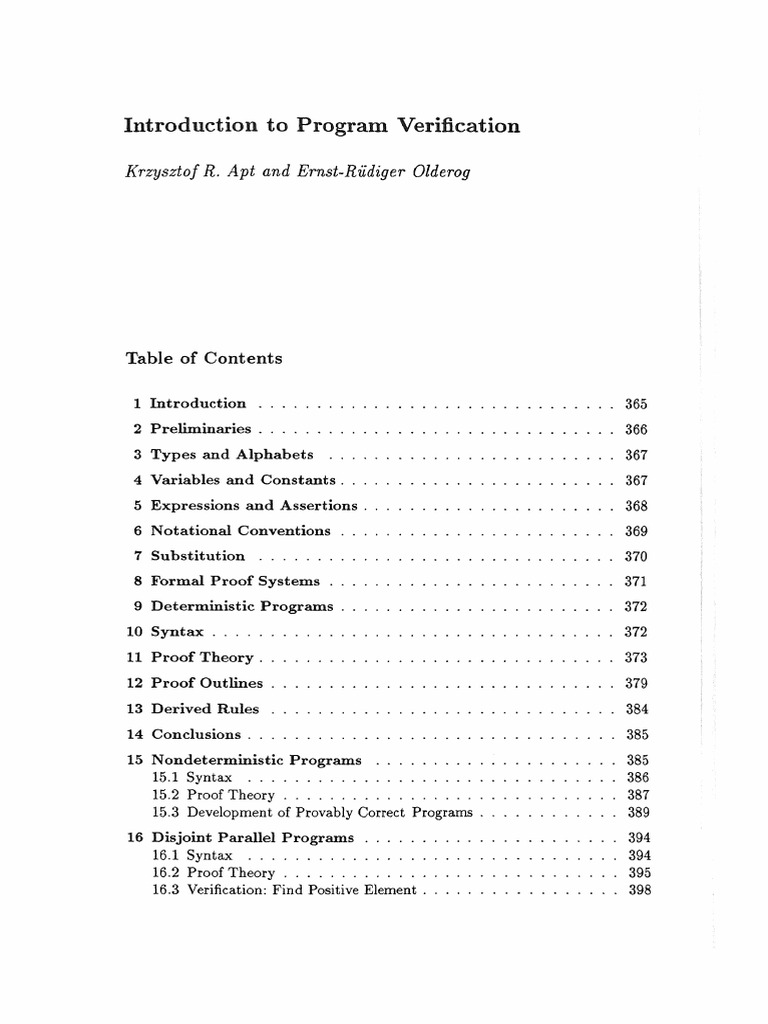 Introduction To Program Verification: Krzysztof R. Apt and Ernst-Rudiger Olderog | PDF | Data ...
