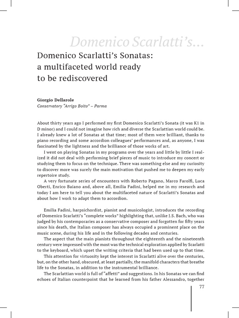 Domenico Scarlatti S Sonatas A Mult | PDF