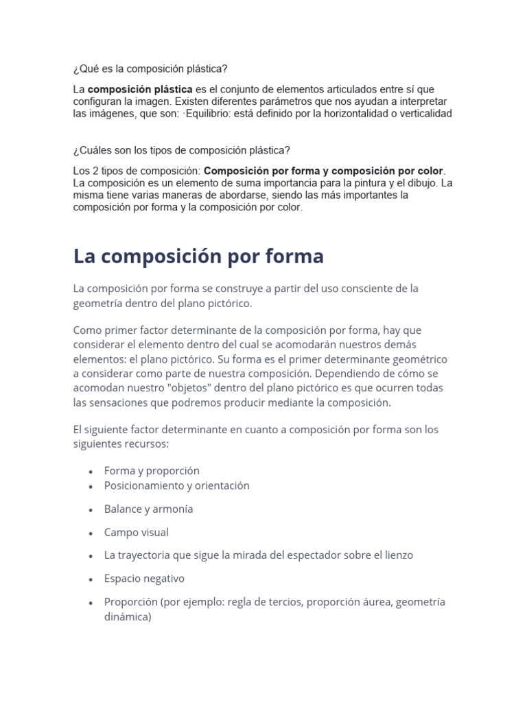 Qué Es La Composición Plástica | PDF