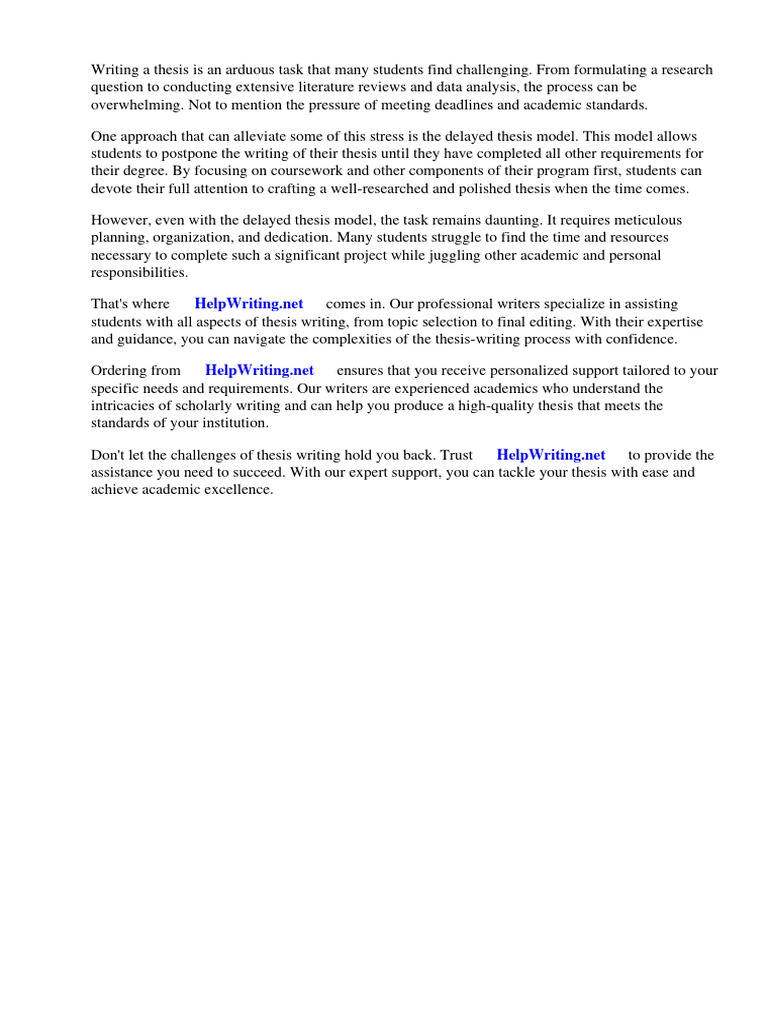 Delayed Thesis Model | PDF | Essays | Thesis