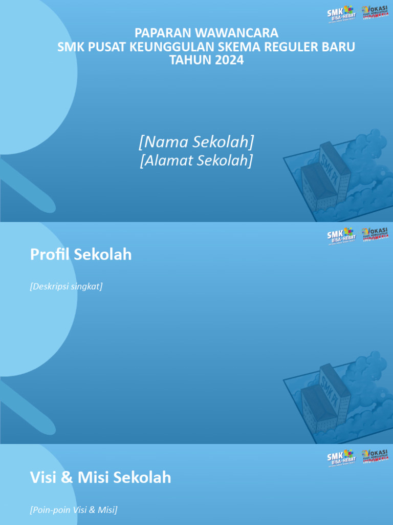 Contoh Template Paparan Sekolah Wawancara SMK PK Skema Reguler Baru Tahun 2024 | PDF