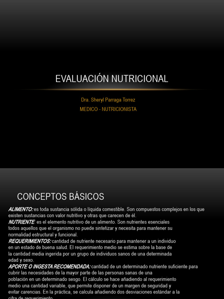 Tema 1 Evaluacion Nutricional | PDF | Nutrición | Dieta y nutrición