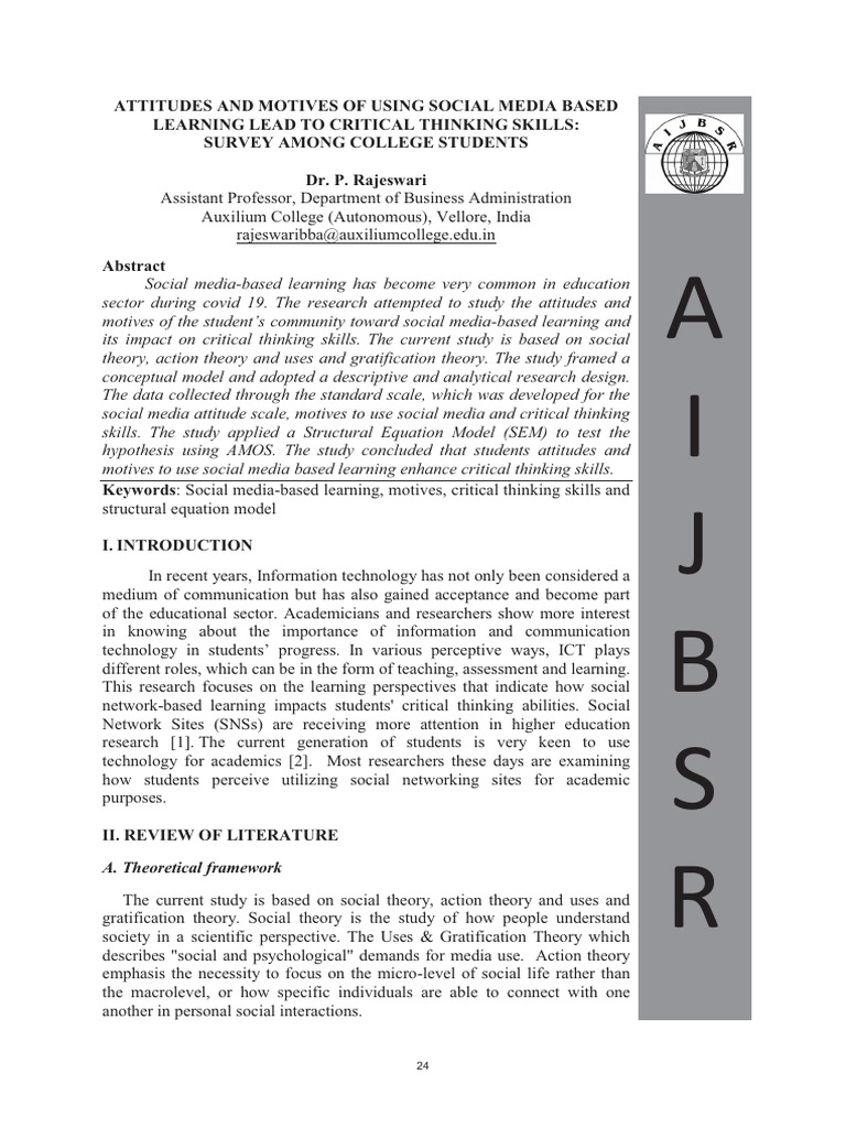 Rajeswari Social Media Based Learning | PDF | Critical Thinking | Social Networking Service