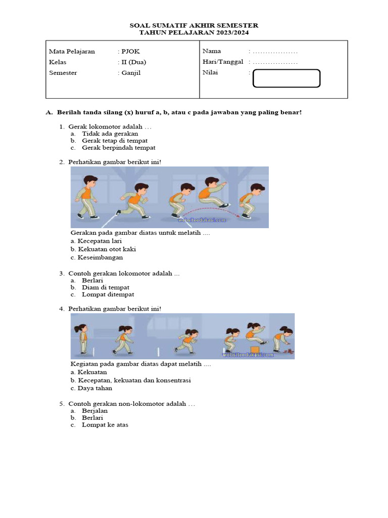 Soal SAS PJOK Kelas 2 | PDF