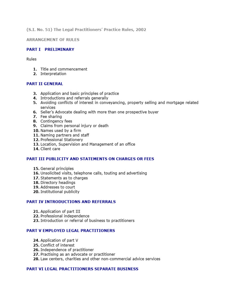 Legal Practitioners Practice Rules 2002 | PDF | Barrister | Lawyer
