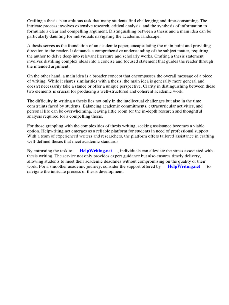 Thesis Vs Main Idea | PDF