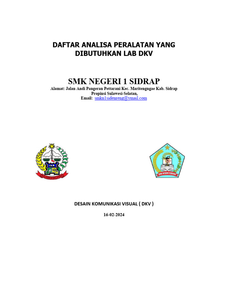 Daftar Analisa Peralatan Yang Dibutuhkan Lab DKV | PDF