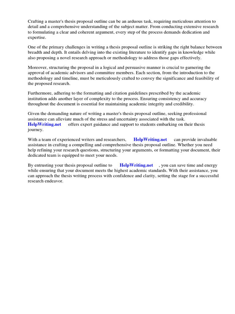 Masters Thesis Proposal Outline | Download Free PDF | Thesis | Doctor Of Philosophy