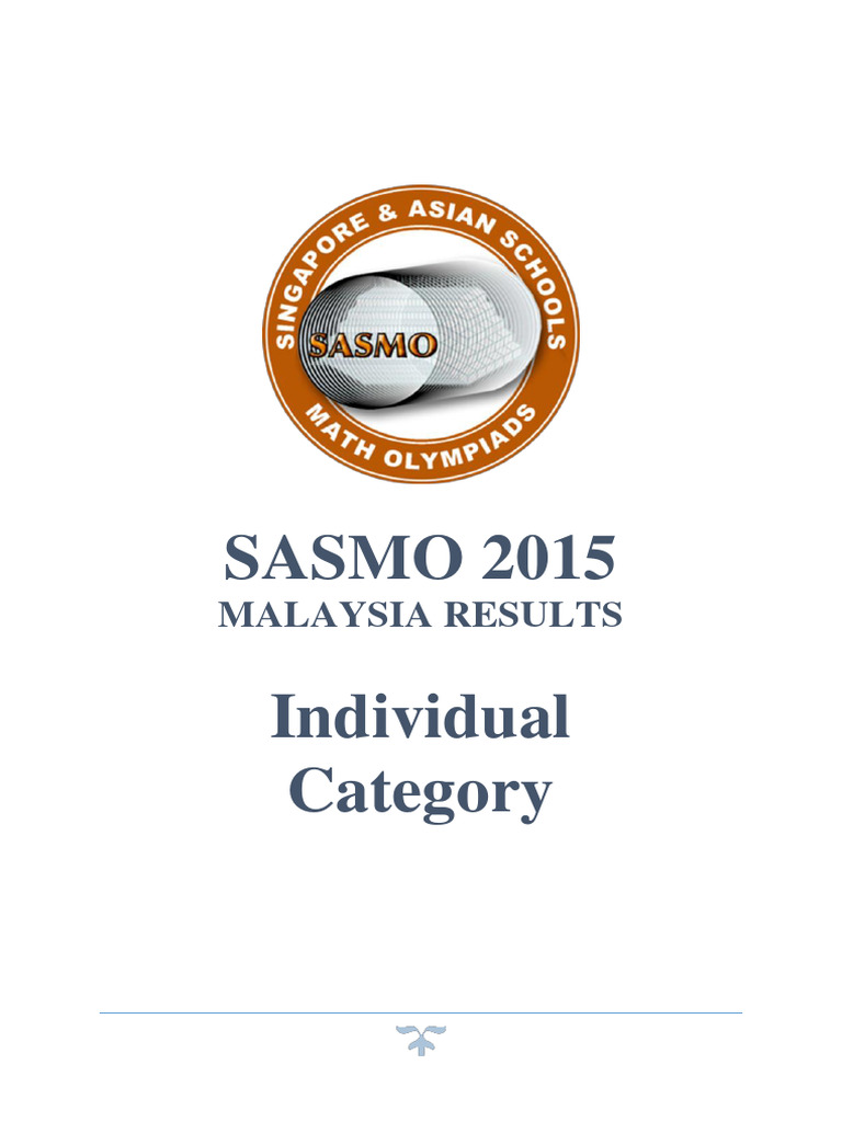 SASMO 2015 Individual Category: Malaysia Results | PDF