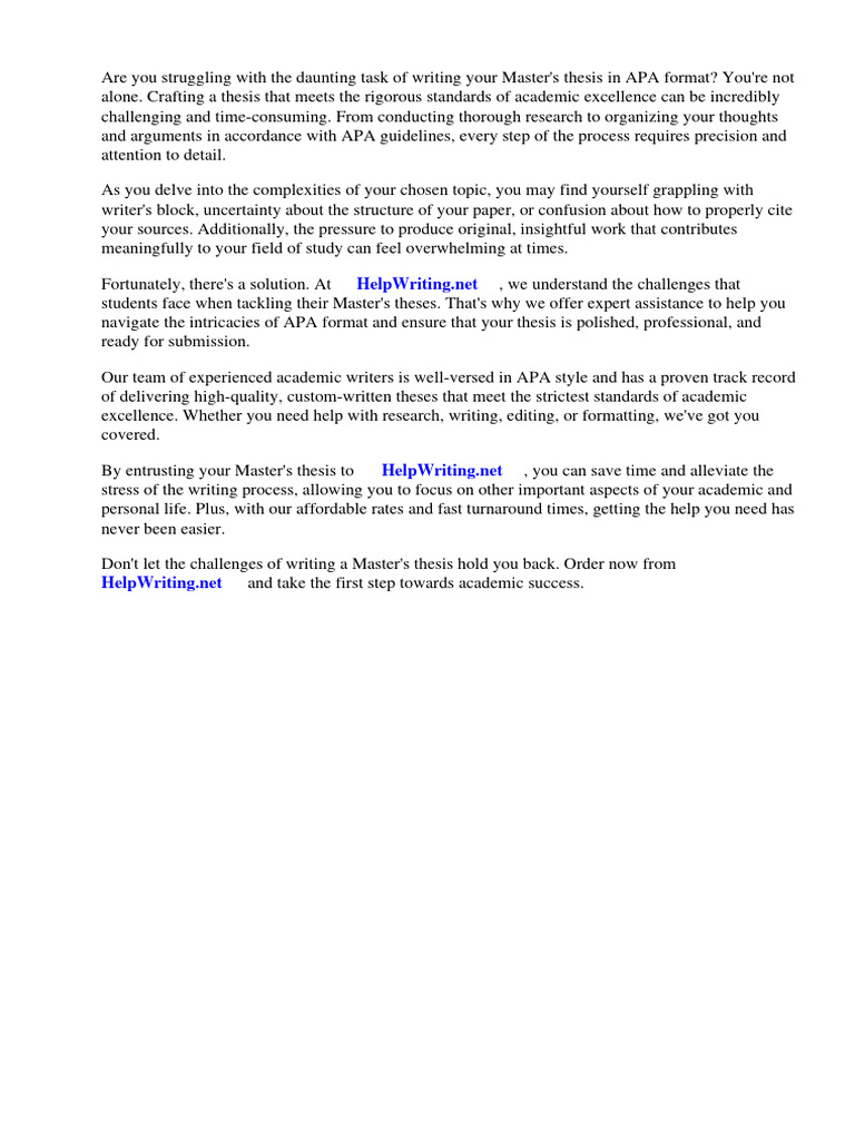 Unpublished Masters Thesis Apa Format | PDF | Thesis | Citation