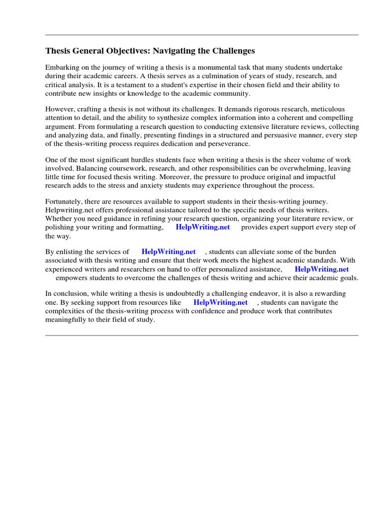 Thesis General Objectives | PDF | Career & Growth