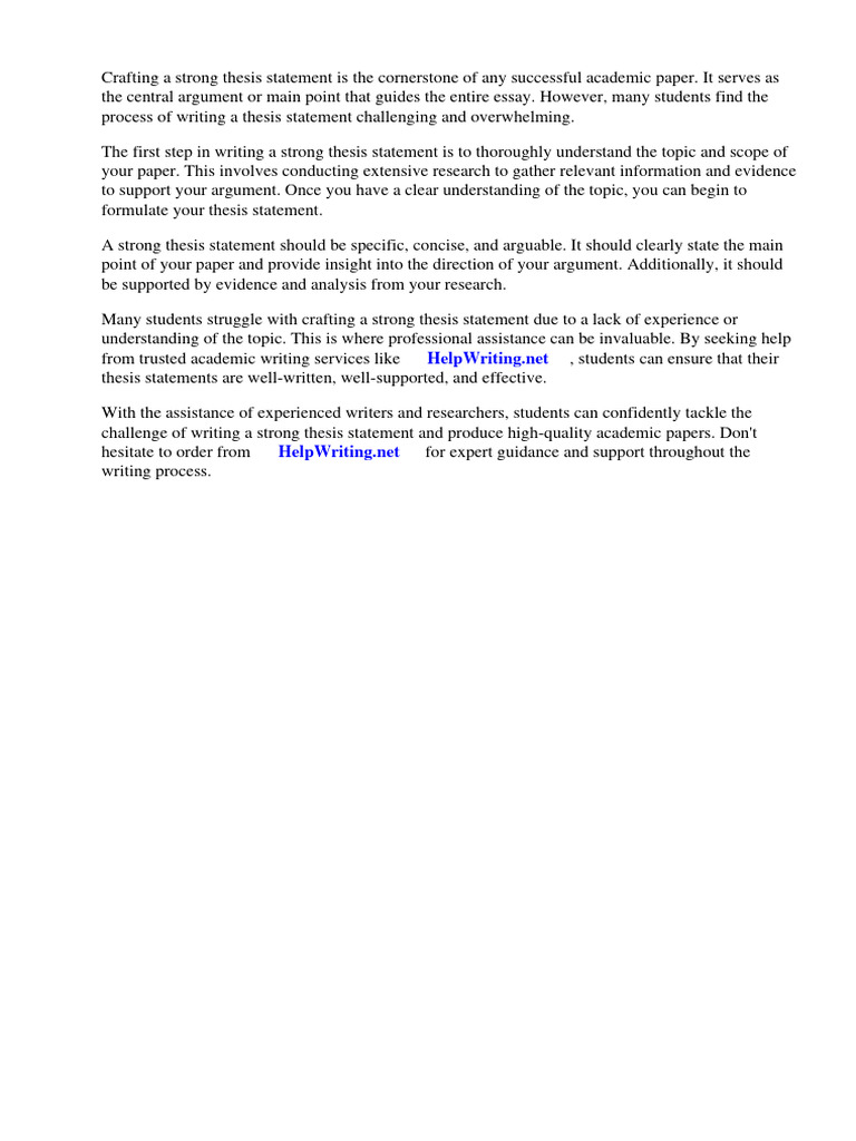 Which Is The First Step For Writing A Strong Thesis Statement | PDF ...