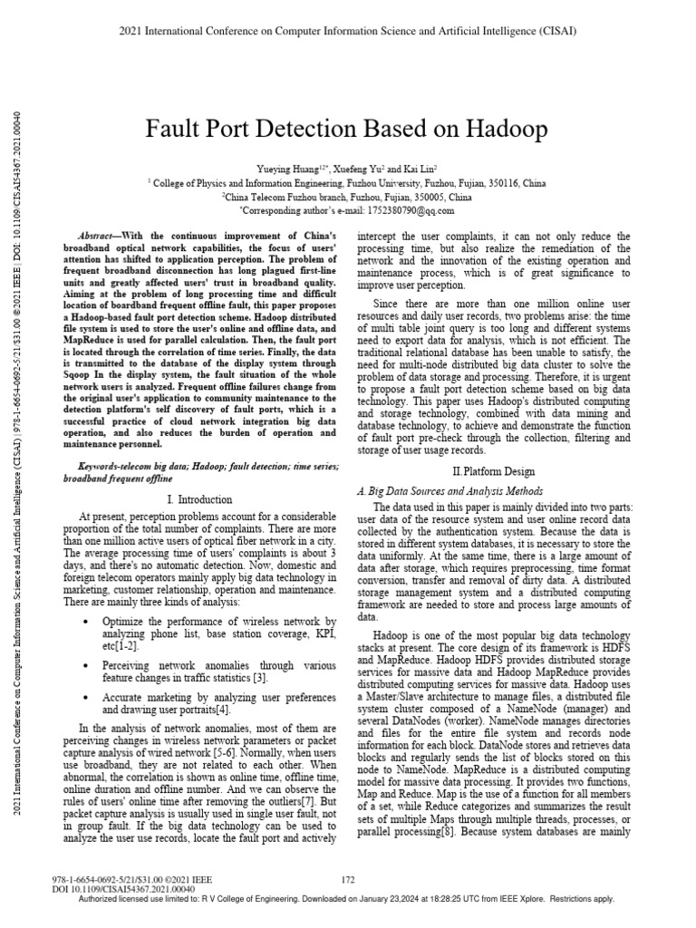Fault Port Detection Based On Hadoop | PDF | Computing | Computer Science