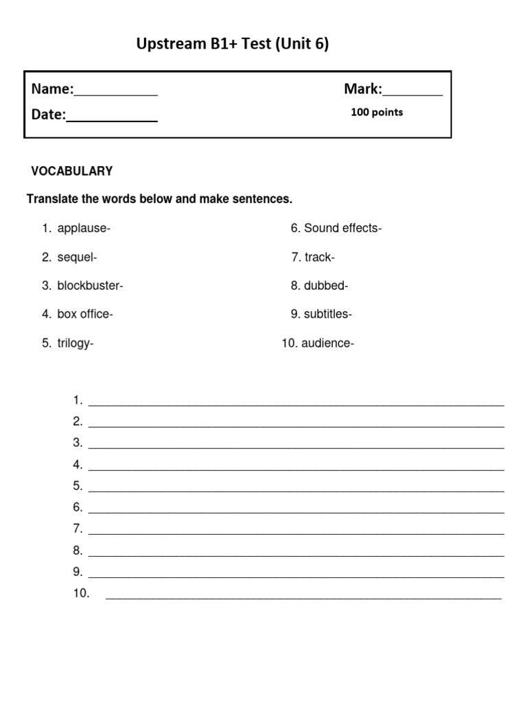 Upstream B1+ (Unit 6) | PDF